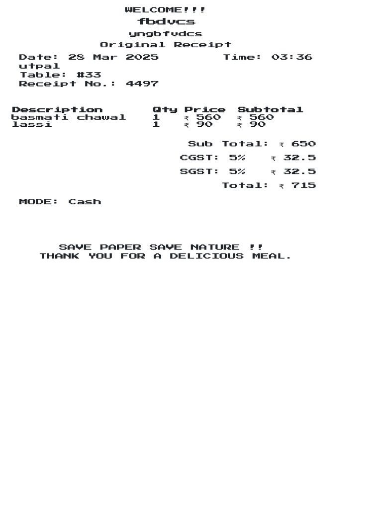 Restaurant Bill Template 1 | PDF