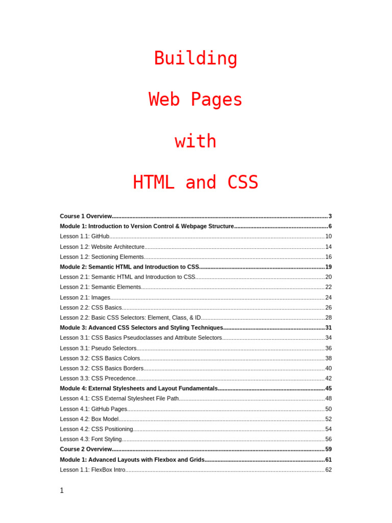 TJCHym8kRQemxZdepzLE7w Building Webpages With HTML CSS | PDF | Html ...