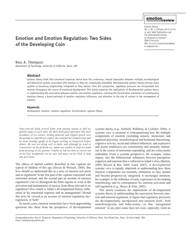 Emotion and ER-Two Sides | PDF | Emotions | Emotional Self Regulation