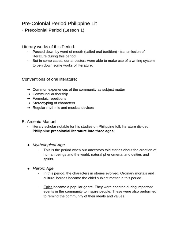 21st Cent Reviewer (Pre-Colonial) | PDF | Deities | Narrative