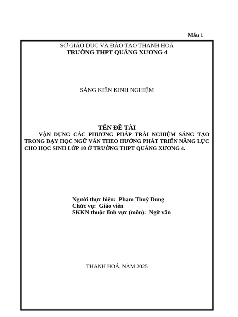 Ngu Van THPT - Pham Thuy Dung - THPT Quang Xương 4 - Quang Xương | PDF