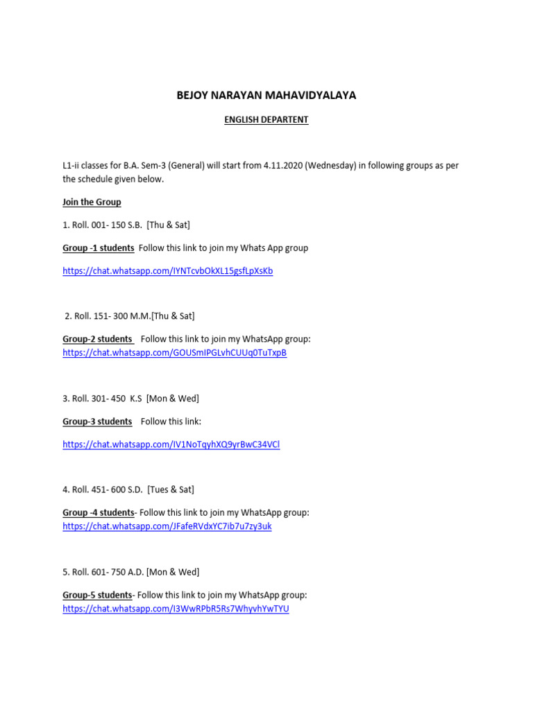 English L1-2 Sem-3 Gen Classes | PDF