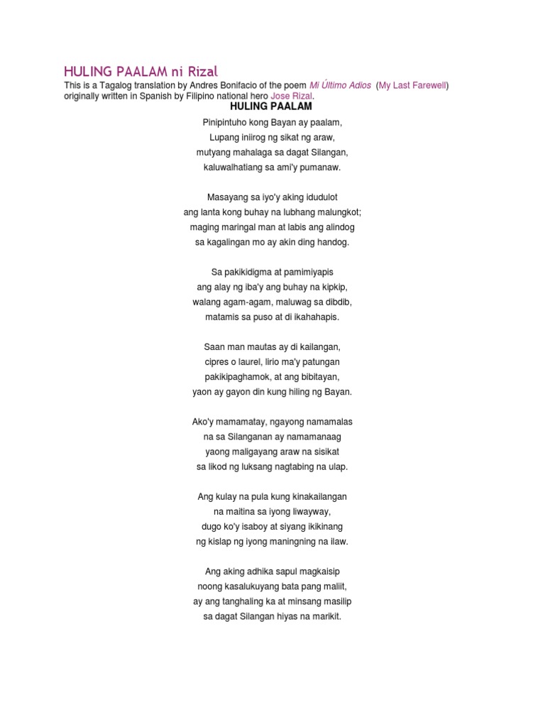 Huling Paalam Ni Rizal | PDF