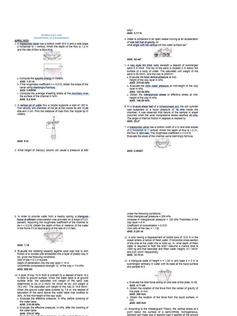 HGE Problem and Answers April 2023 Nov 2023 April 2024 2 | PDF | Stress (Mechanics) | Pressure