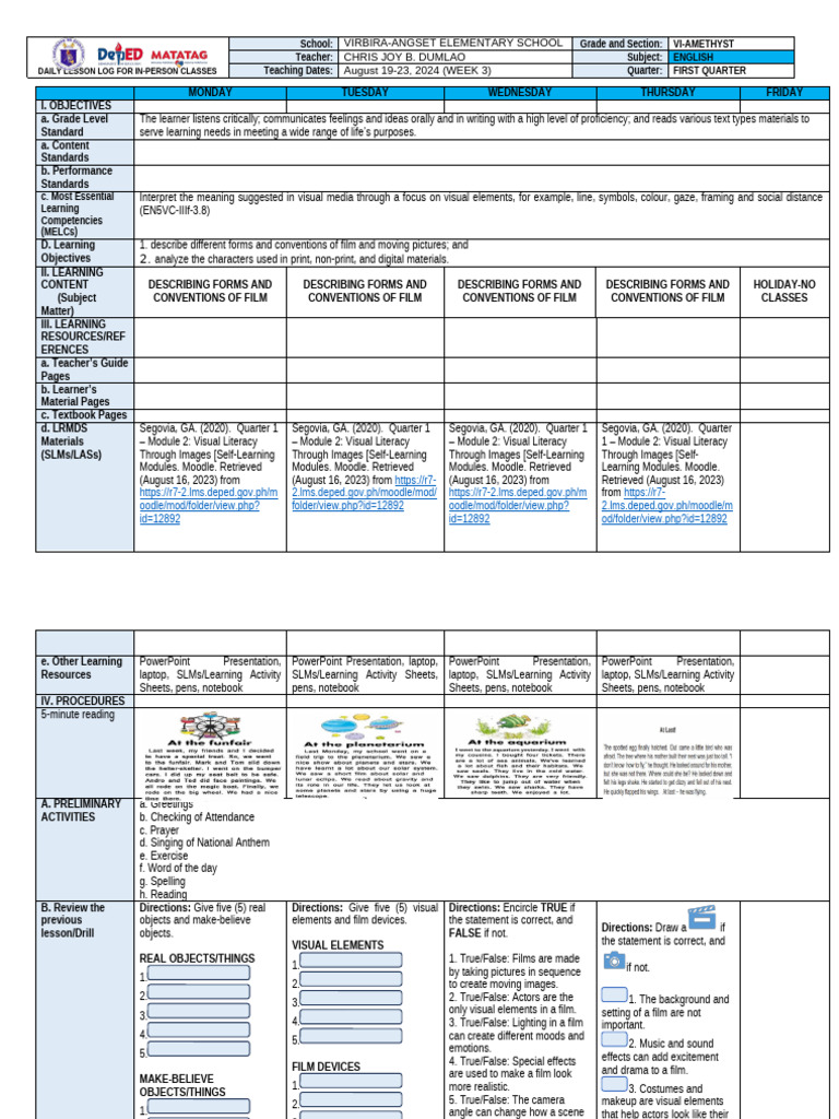 G6 Q1W4 DLL ENGLISH (MELCs) | PDF | Symbols | Image