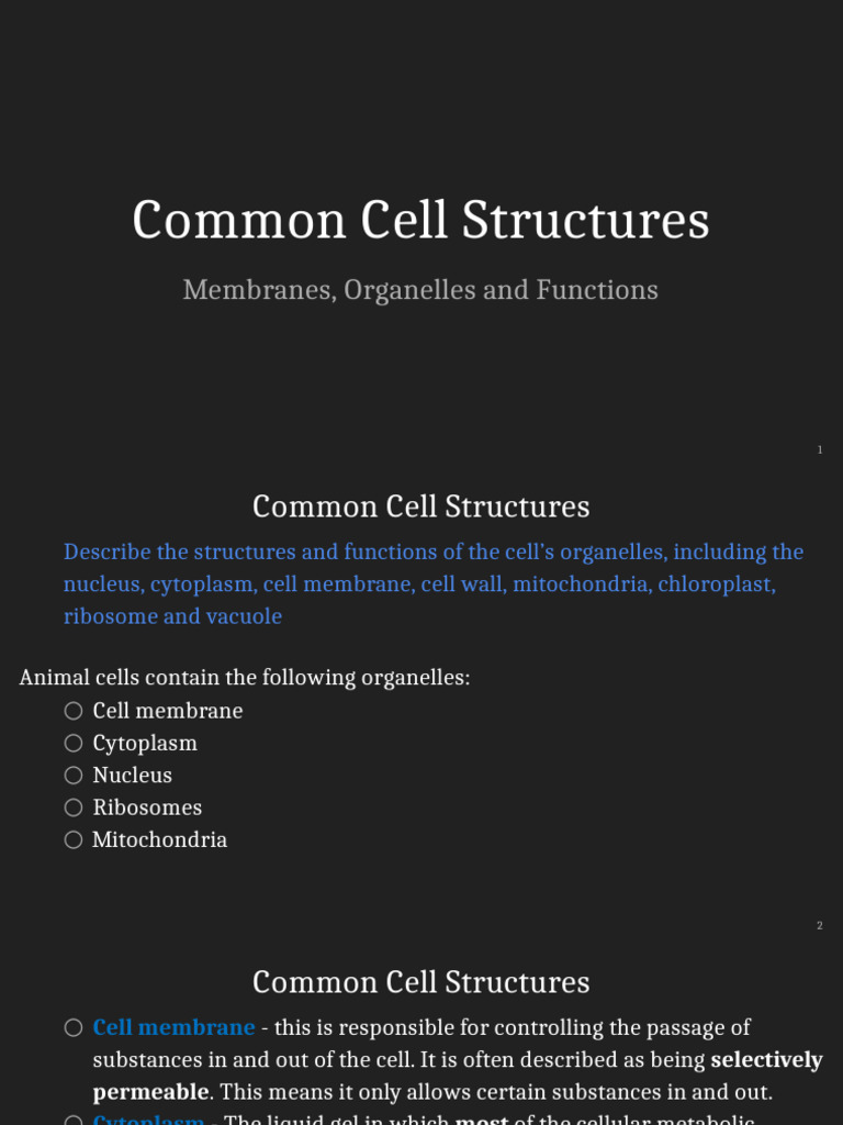 Cell Structures and Organelles Explained | PDF | Cell (Biology) | Cytoplasm