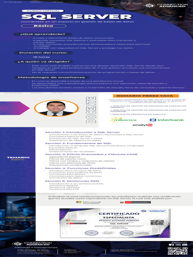 Brochure SQL Básico1 | PDF | SQL | Servidor SQL de Microsoft