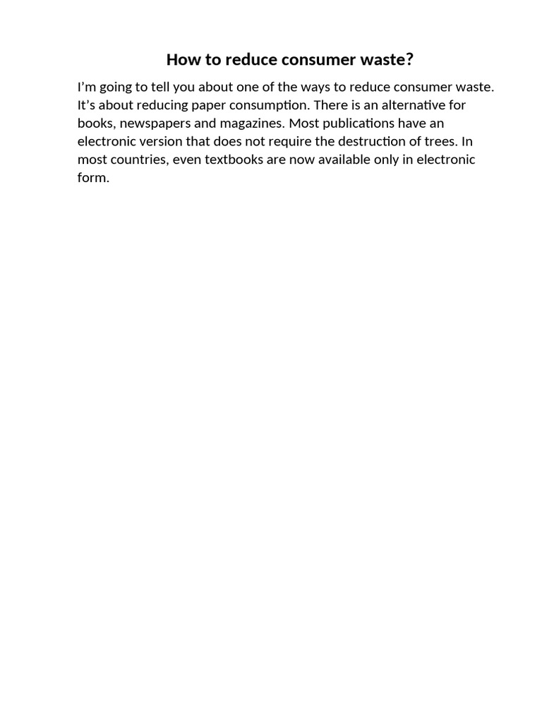 How To Reduce Consumer Waste | PDF