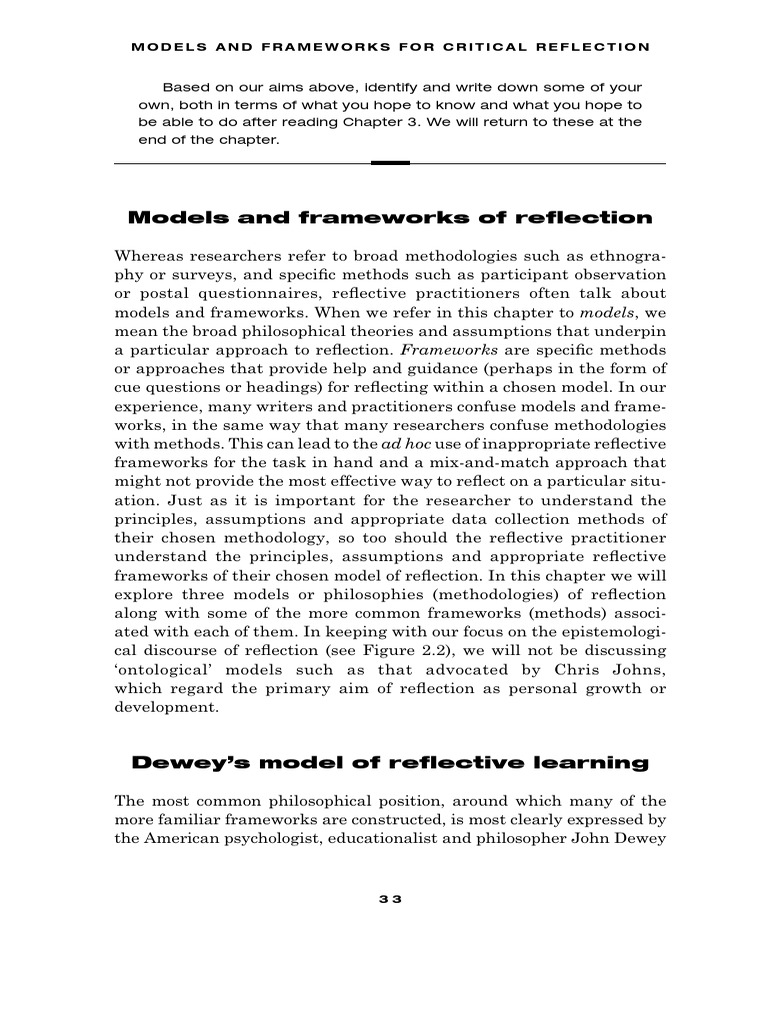 Critical Reflection in Practice Generating Knowled... - (3. Models and Frameworks For Critical ...