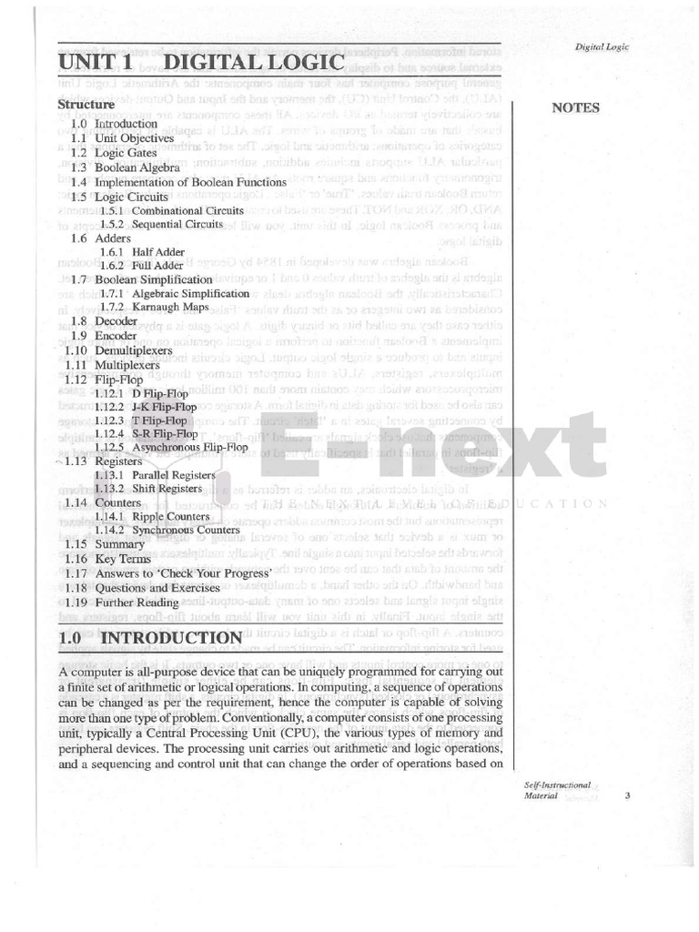 Unit-1 Digital Logic (E-Next - In) | PDF