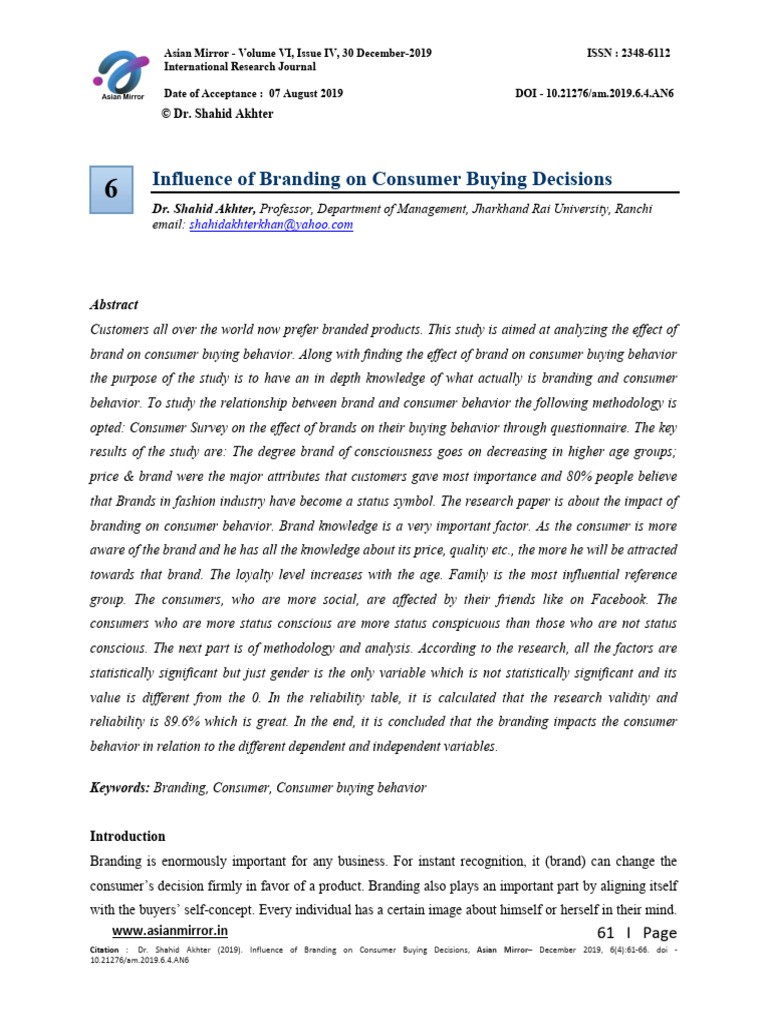 Influence of Branding On Consumer Buying | PDF | Brand | Consumer Behaviour