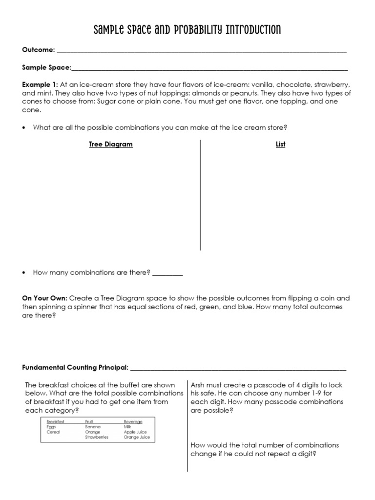 Probability and Sample Space Notes Day 1 | PDF | Probability ...