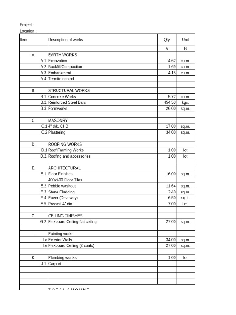 Construction Work Bill Format | PDF | Architectural Elements | Building ...
