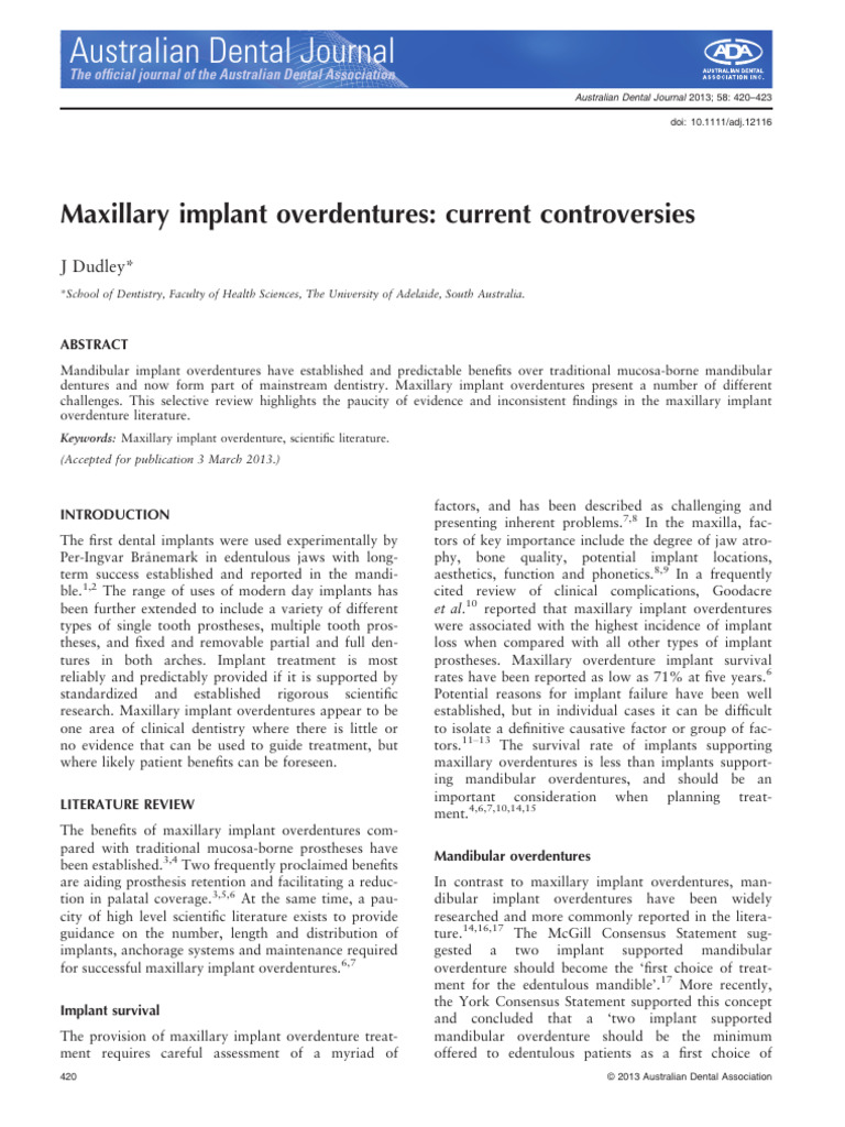 Maxillary implant overdentures | PDF | Dental Implant | Medicine