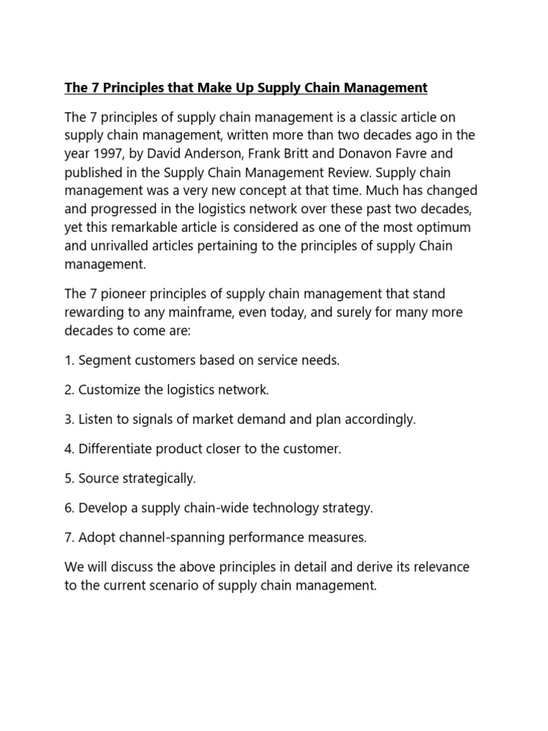 5.The 7 Principles that Make Up Supply Chain Management | PDF