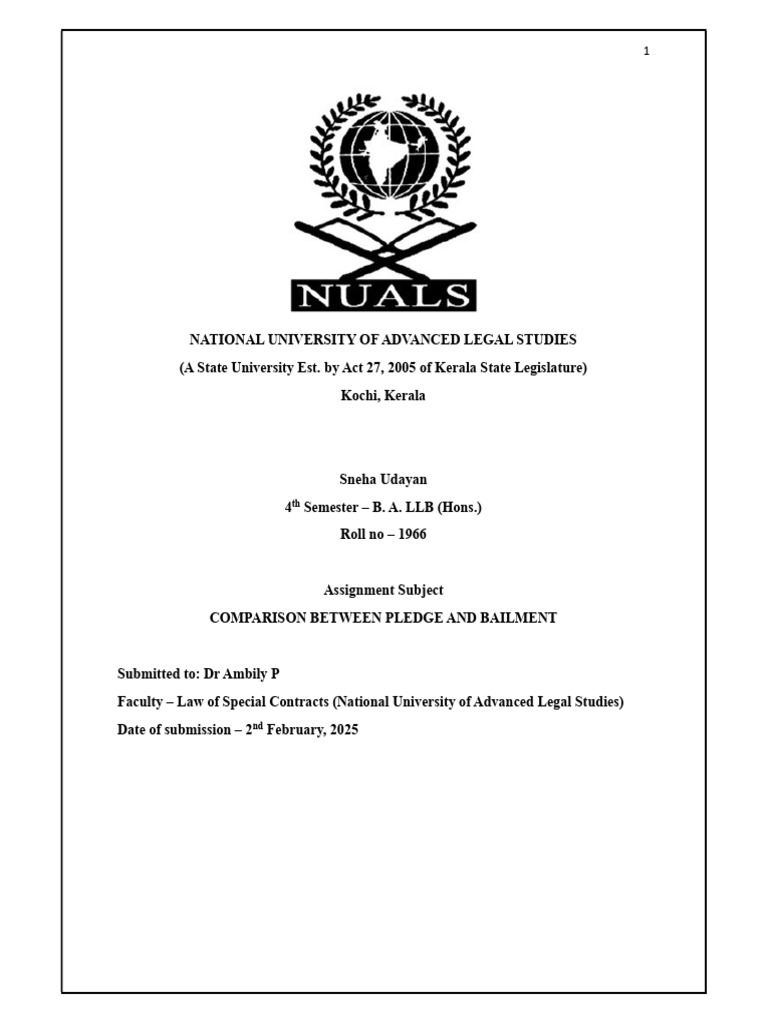 Sneha Udayan- 1966 contracts sem 4 project | PDF | Debt | Damages