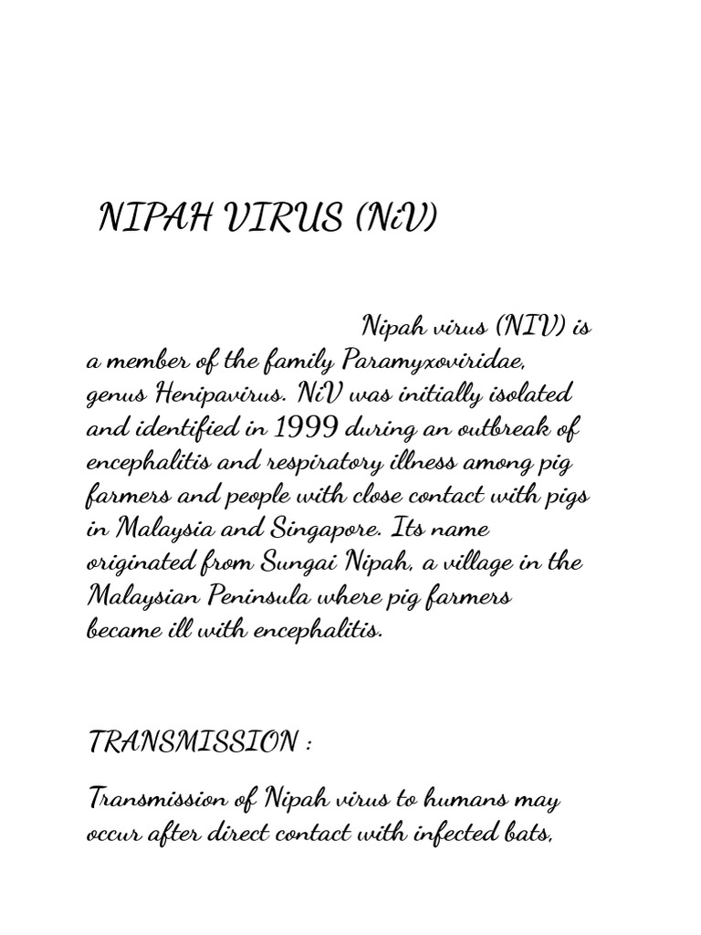 NIPAH VIRUS ASSIGNMENT | PDF