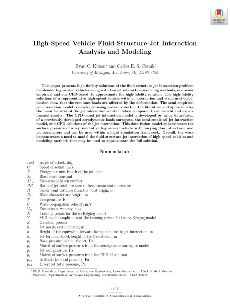 High Speed Vehicle Fluid-Structure-Jet Interaction Analysis and ...