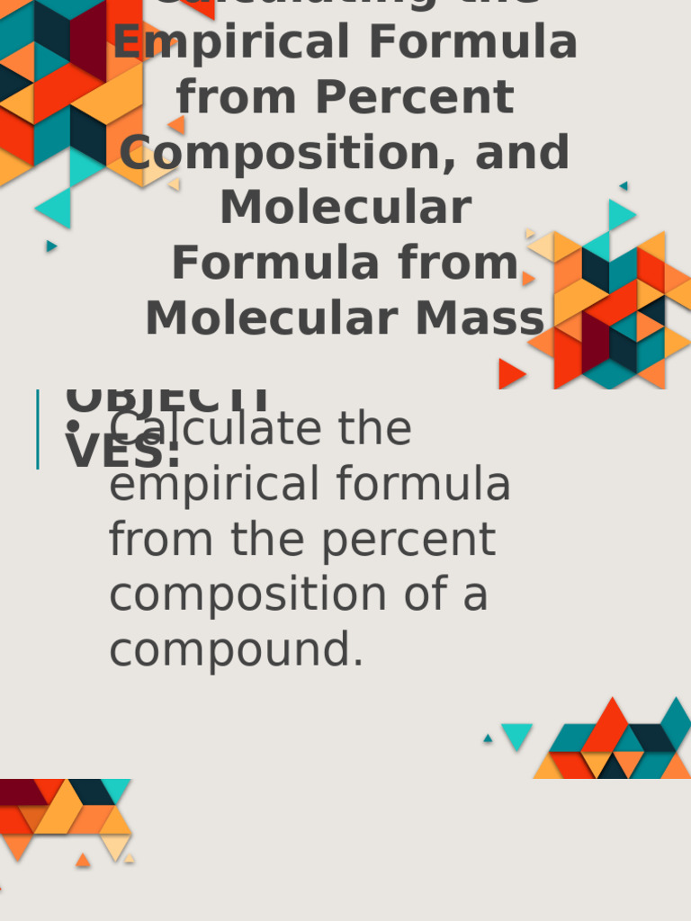 Empirical Molecular Formula | PDF | Mole (Unit) | Chemical Compounds