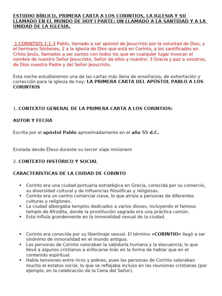 1 Estudio Bíblico | PDF | Primera epístola a los corintios | Cristo (título)