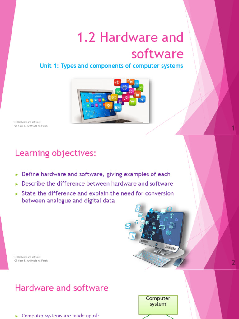 Y9. Note. 1.2 Hardware and Software | PDF | Computer Hardware | Computer Data Storage