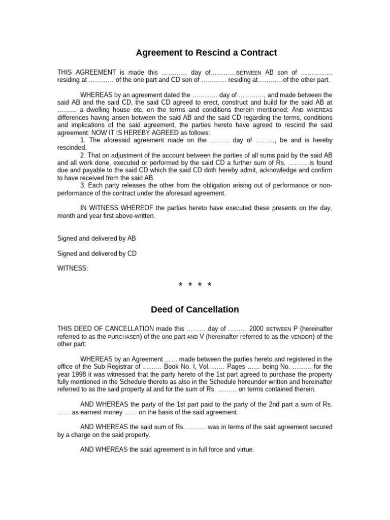 Chapter 10 - Forms-Cancellation of Documents | PDF | Deed | Property