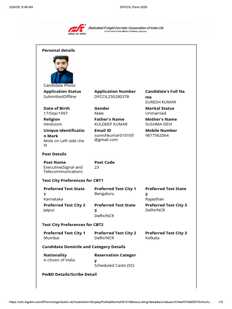 DFCCIL 2025 Application Details | PDF