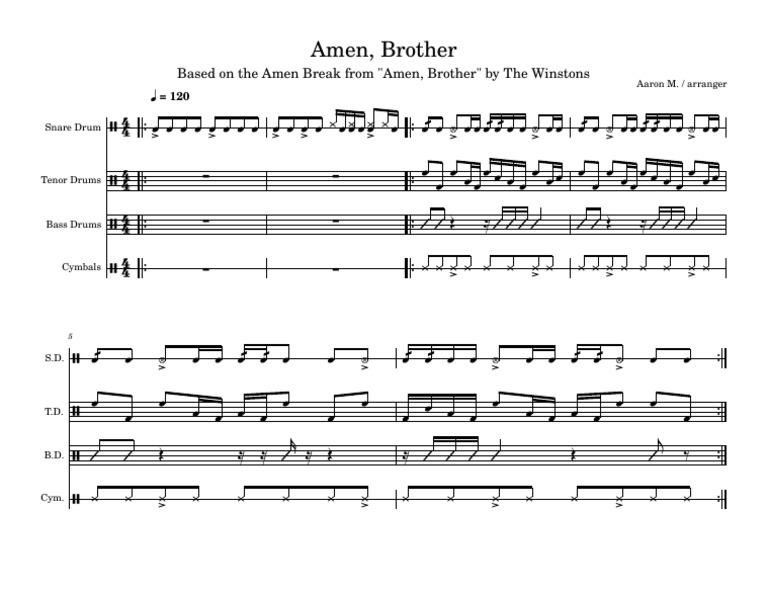 Amen Break Drum Notation Guide | PDF