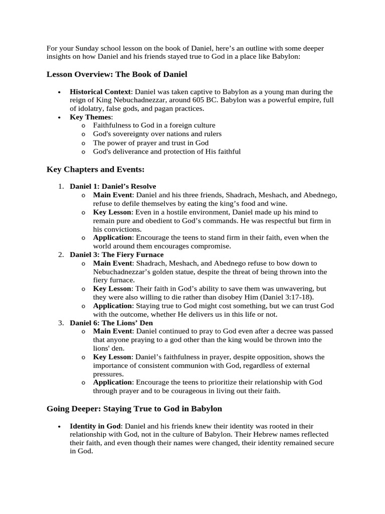 Daniel's Faith: Lessons for Teens | PDF | Shadrach, Meshach, And ...