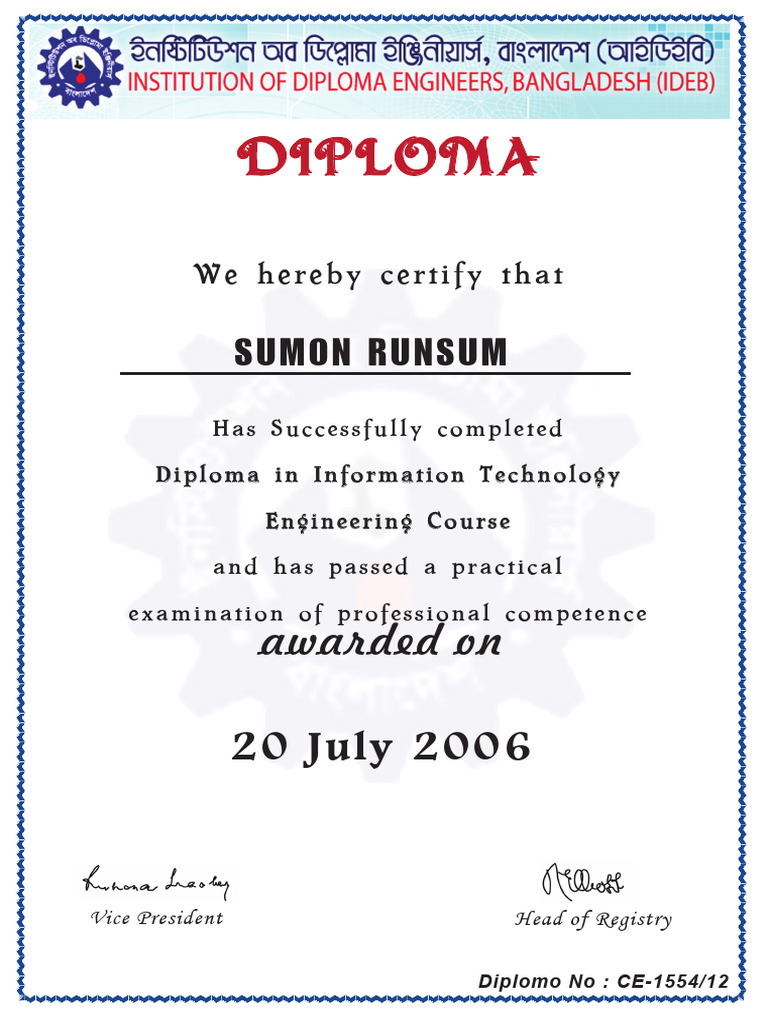 1. SUMON RUNSUM - cert | PDF