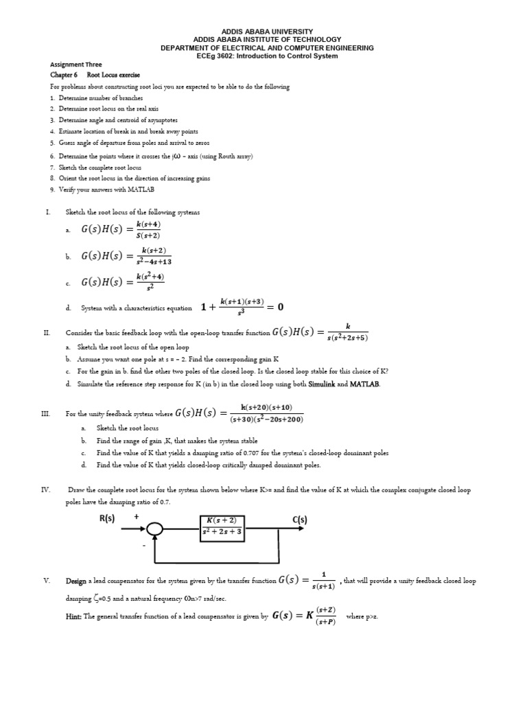 Assignment_three-Root_locus | PDF | Control Theory | Mathematical Physics