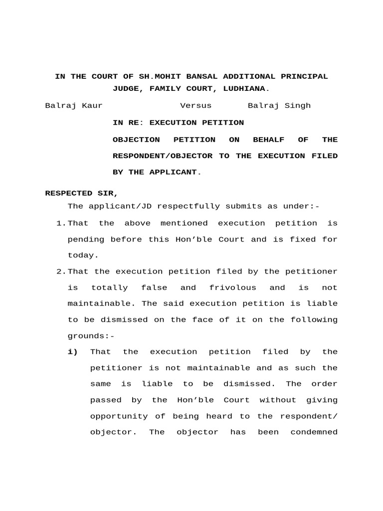 Balraj (Objections 7 Executions) | PDF | Public Law | Justice