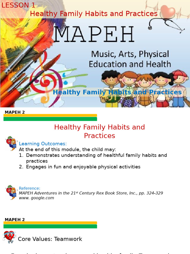 Lesson 1 Health-Healthy Habits of A Family | PDF