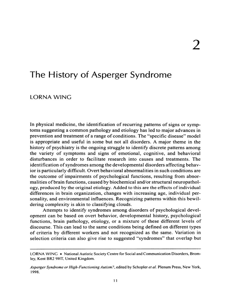 The History of Asperger Syndrome. Asperger Syndrome or High ...