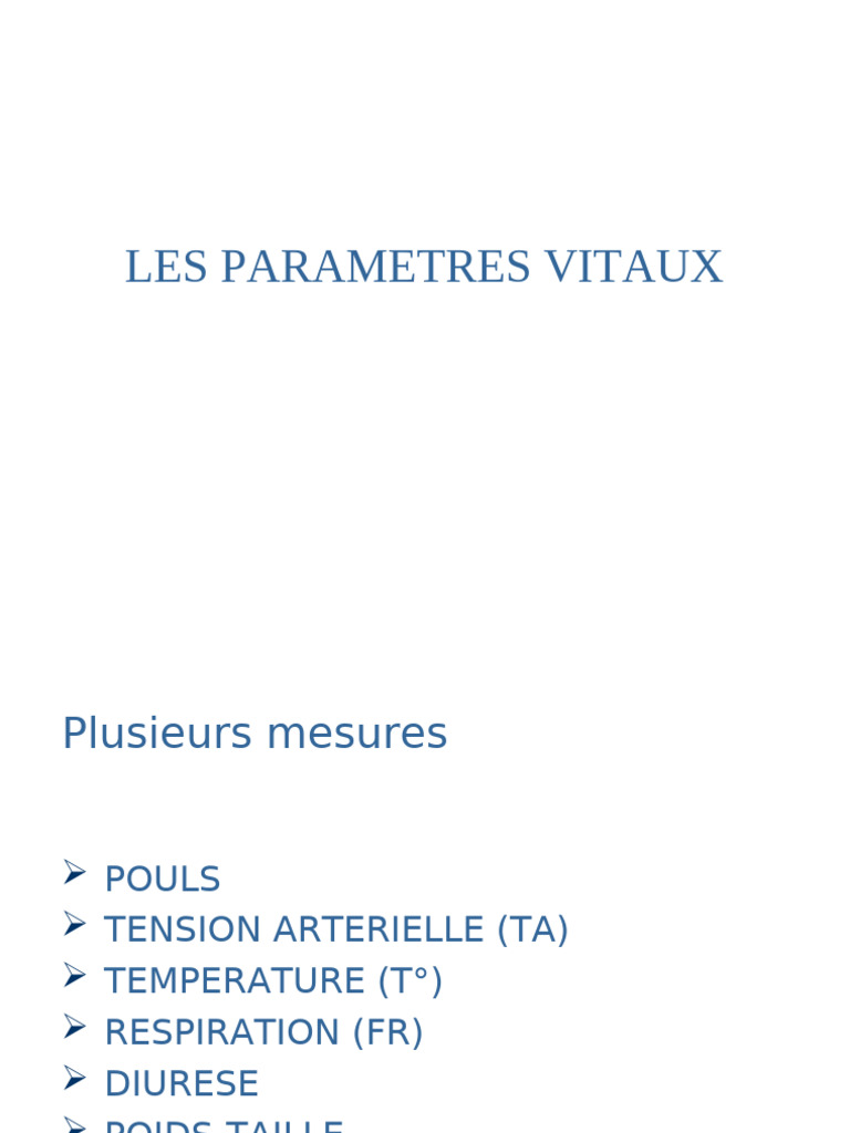 Mesures des paramètres vitaux essentiels | PDF | Pouls | Système circulatoire
