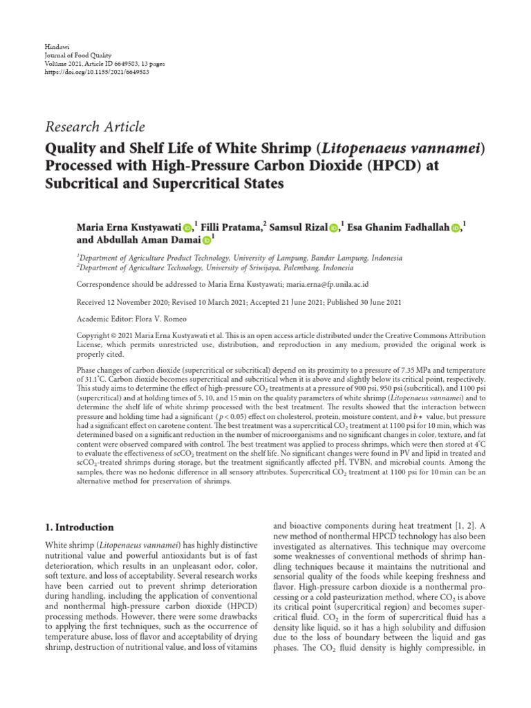 Quality and Shelf Life of White Shrimp Litopenaeus | PDF ...