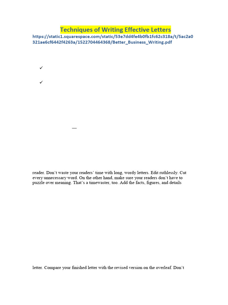 Techniques of Writing Effective Letters Course | PDF | Written ...
