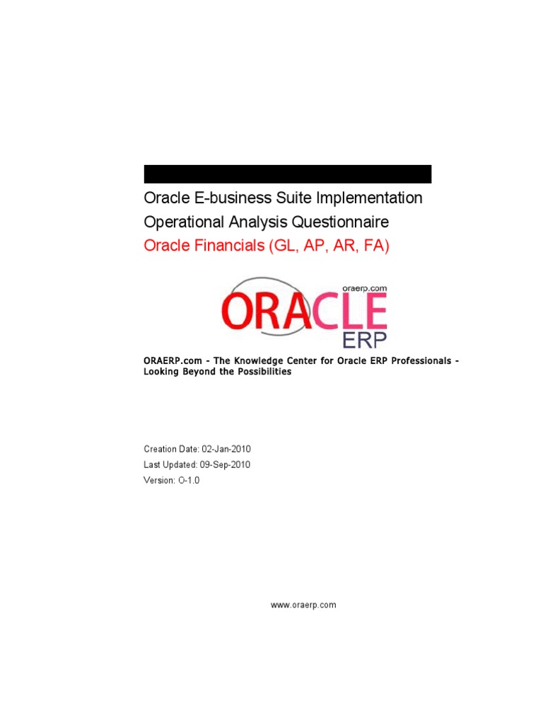Oracle Financials-Operational Analysis Questionnaire - 1.0 | PDF ...
