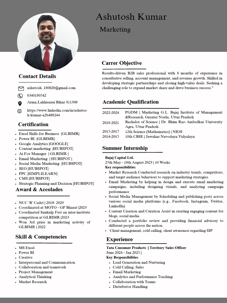 Ashutosh Marketing Resume | PDF | Marketing | Business