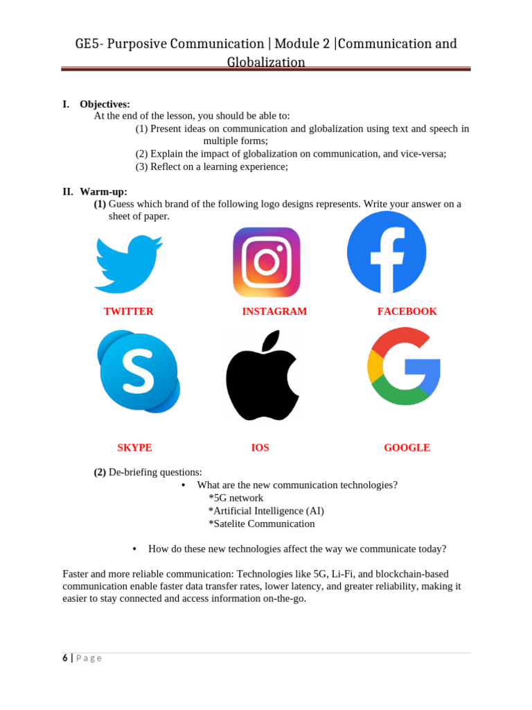 Module 2-Communication and Globalization JOHN ROY PACAMRA | PDF ...