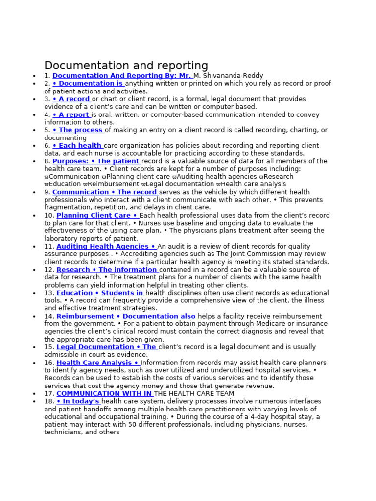 Documentation and Reporting | PDF | Health Care | Medical Diagnosis