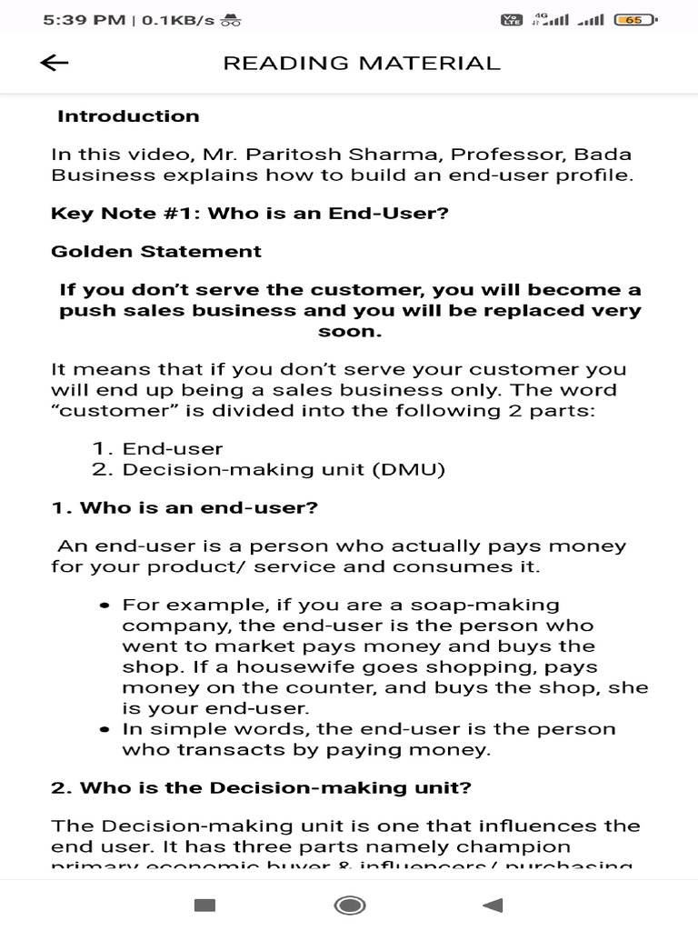 4th End User Profile | PDF