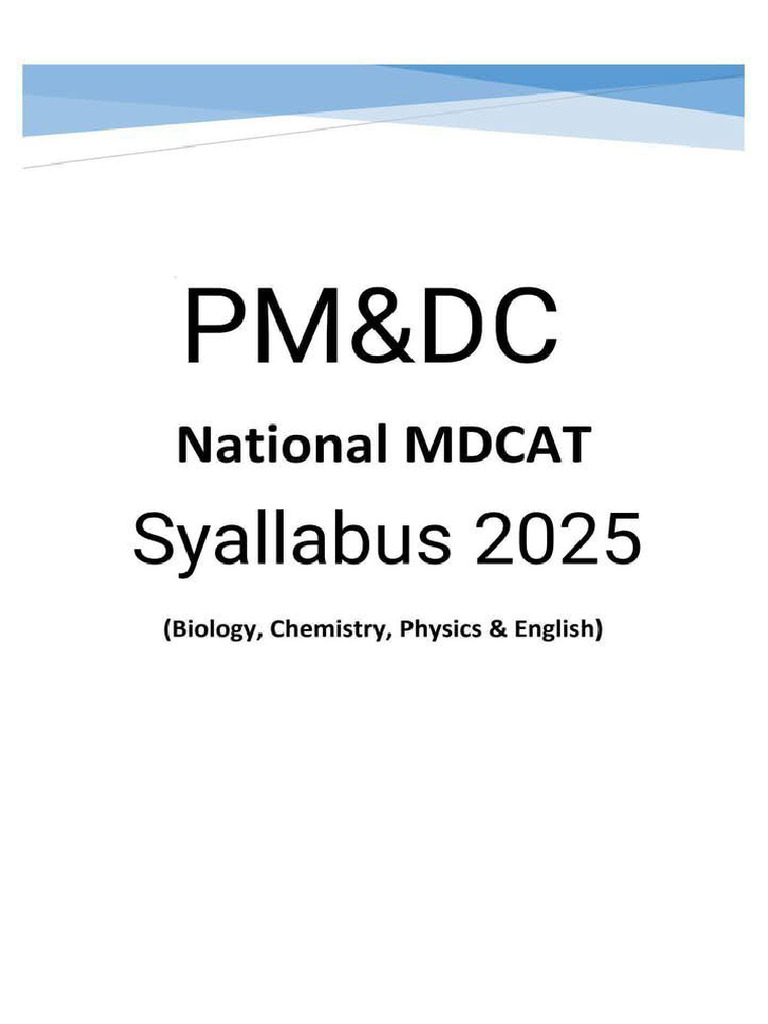 PMDC Syllabus 2025 Mdcat | PDF
