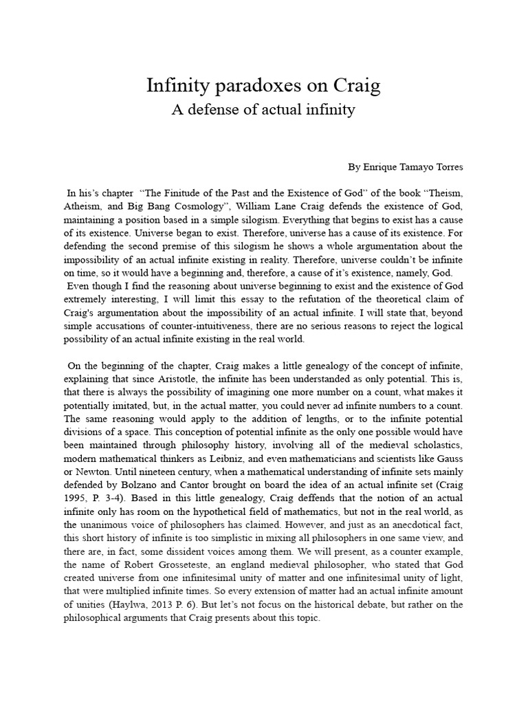 Actual Infinity Anda Paradoxes | PDF | Infinity | Paradox