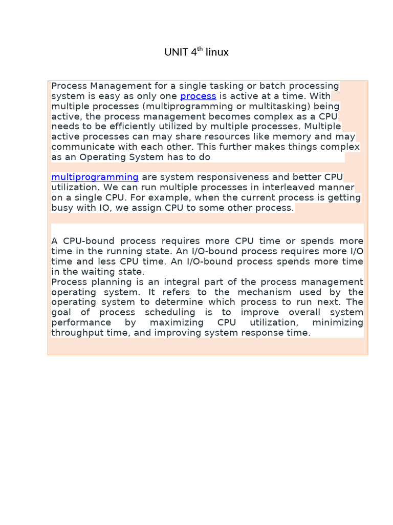 Linux Process Management Overview | PDF