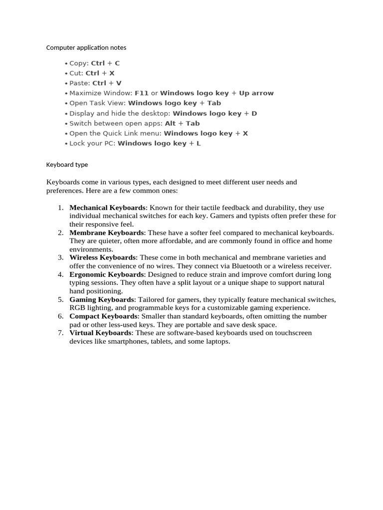 Computer Application Notes to Send Whatsapp | PDF