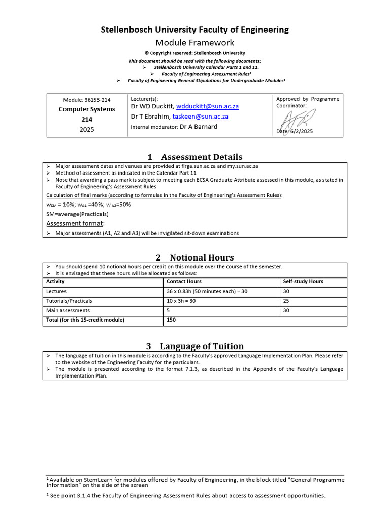 Computer Systems 214 2025 Study Guides Studiegids | PDF | Logic Synthesis | Logic Gate