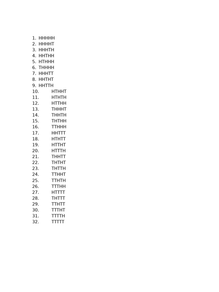 Binary Sequence Combinations List | PDF