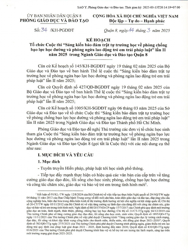 Quan 8_ke hoach_bao luc hoc duong | PDF