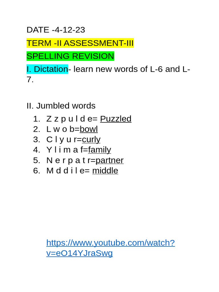English Work Sheet | PDF